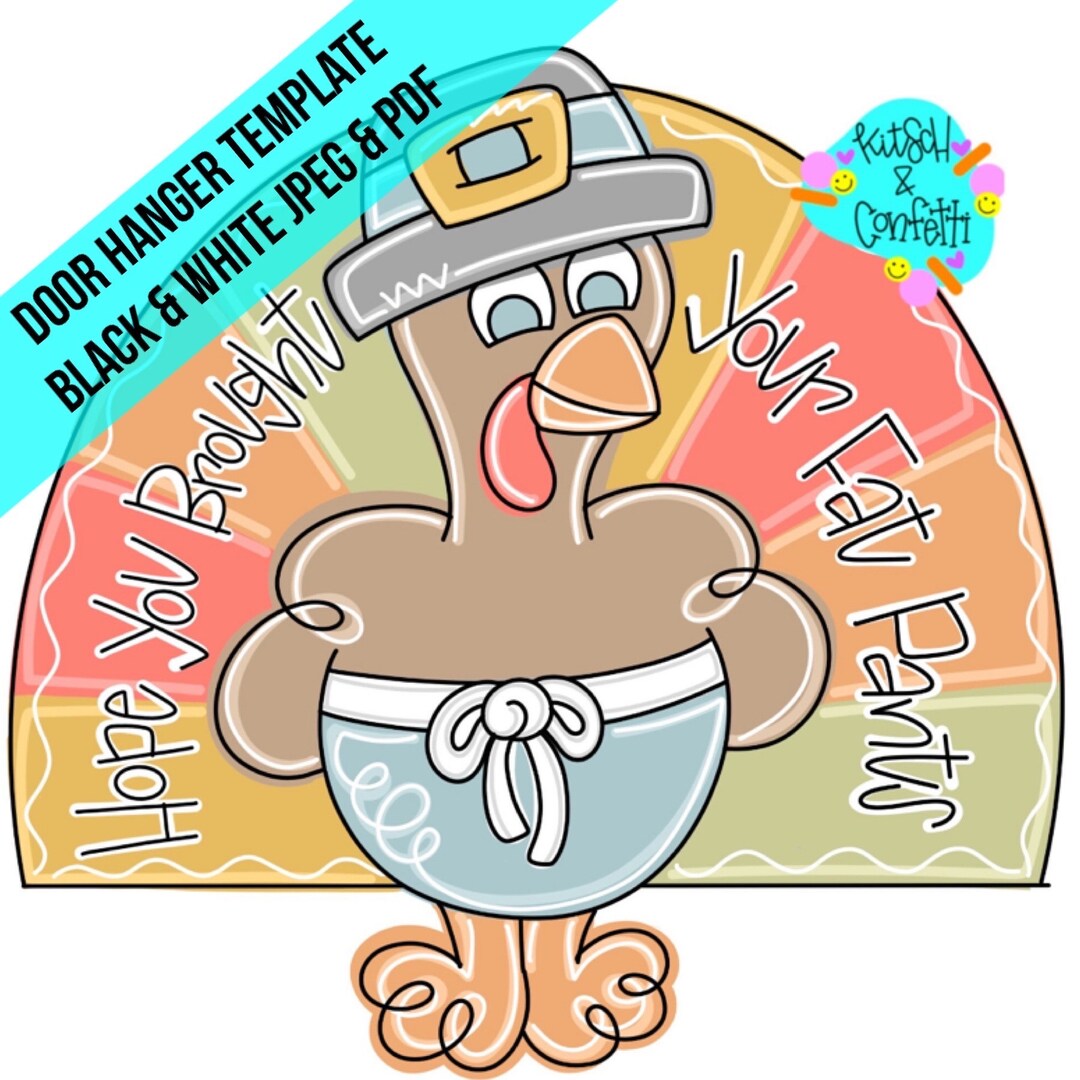 TEMPLATE: Thanksgiving Door Hanger Template, Turkey Door Hanger ...