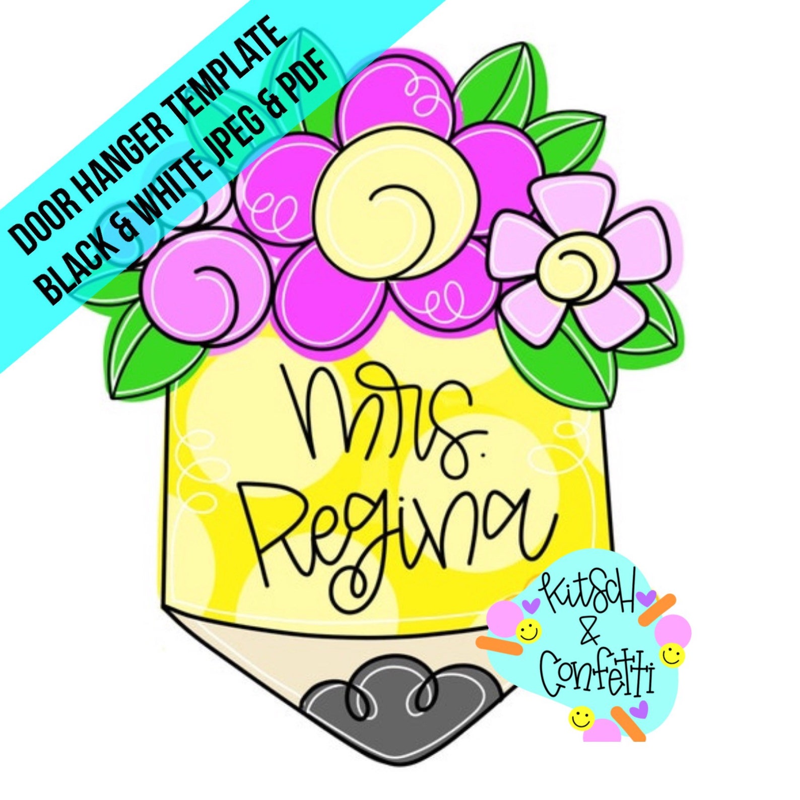 TEMPLATE: Teacher Door Hanger Template Teacher Pencil Door - Etsy