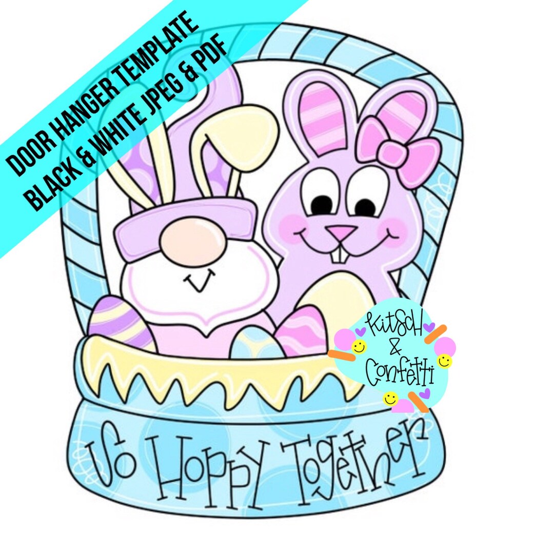 TEMPLATE: Easter Basket Door Hanger Template, Easter Bunny Door Hanger ...
