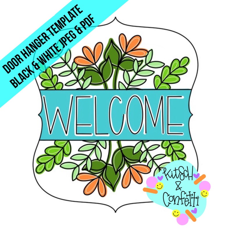 TEMPLATE: Spring Door Hanger Template Welcome Door Hanger - Etsy