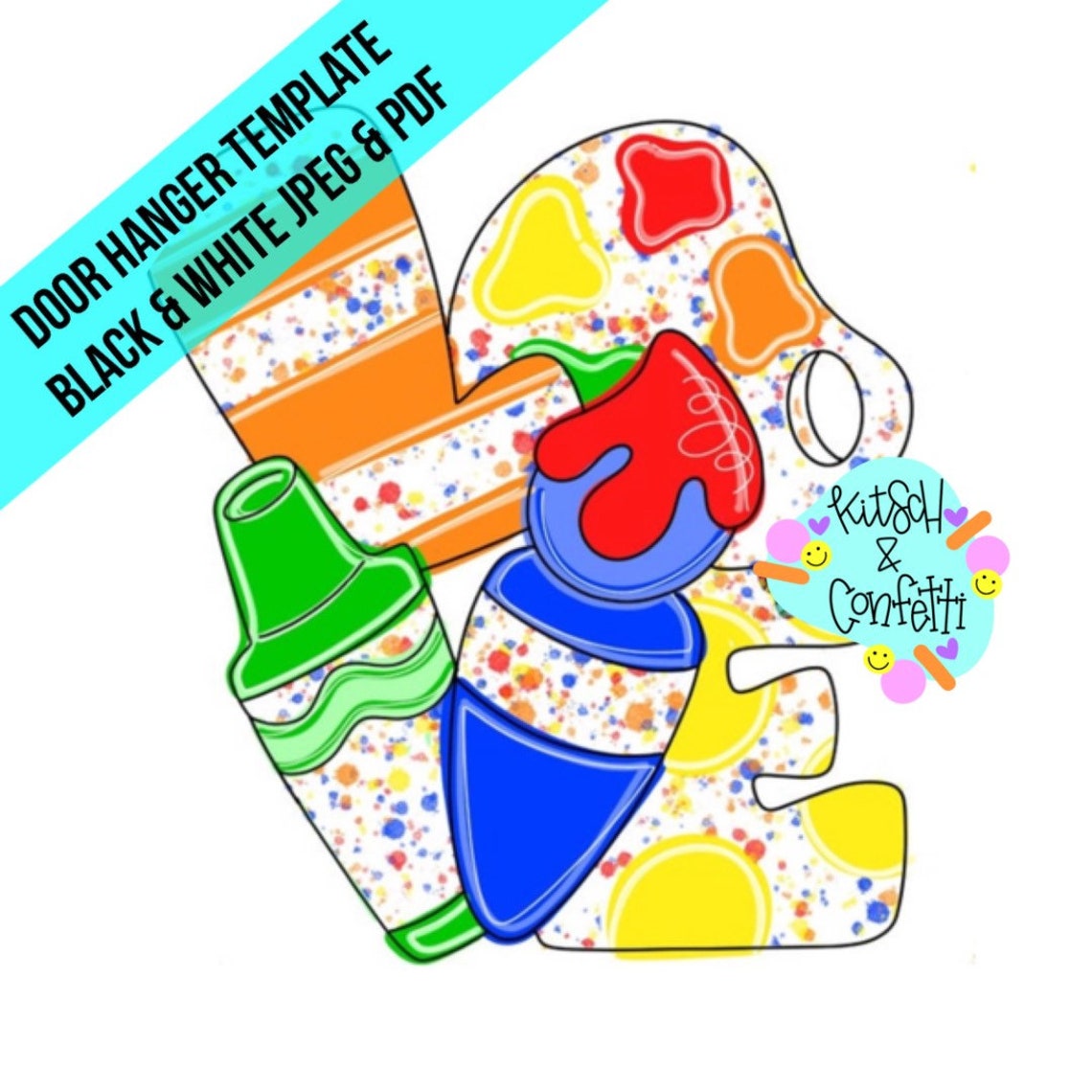 TEMPLATE: Art Teacher Door Hanger Template Teacher Love Door - Etsy