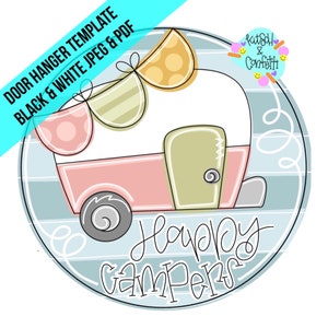 TEMPLATE: Happy Campers Door Hanger Template, Camper Door Hanger ...