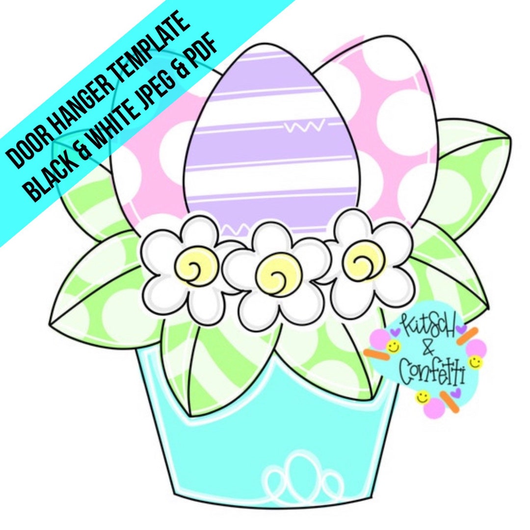 TEMPLATE: Easter Egg Door Hanger Template, Bouquet Door Hanger Template ...