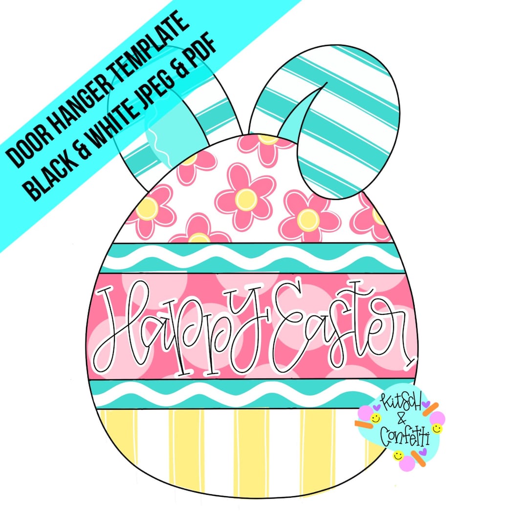 TEMPLATE: Easter Egg Door Hanger Template, Easter Bunny Door Hanger ...