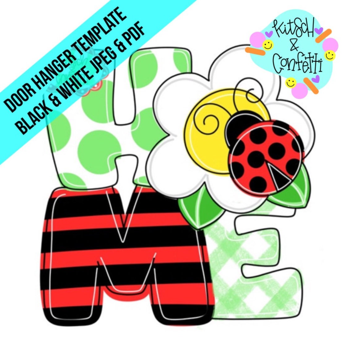 TEMPLATE: Spring Door Hanger Template Ladybug Door Hanger - Etsy