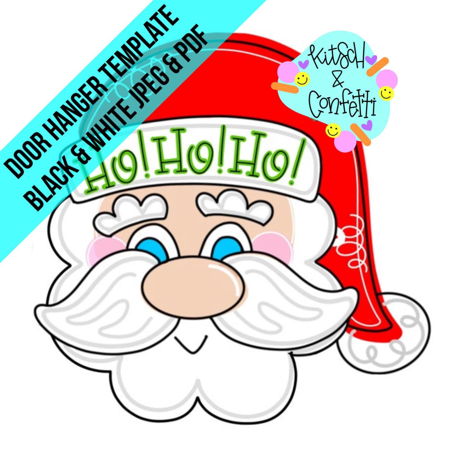 TEMPLATE: Christmas Door Hanger Template Santa Door Hanger - Etsy