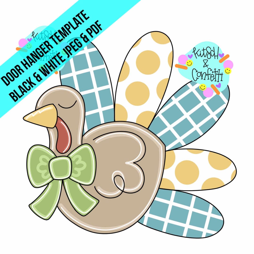 TEMPLATE: Turkey Door Hanger Template, Thanksgiving Door Hanger ...