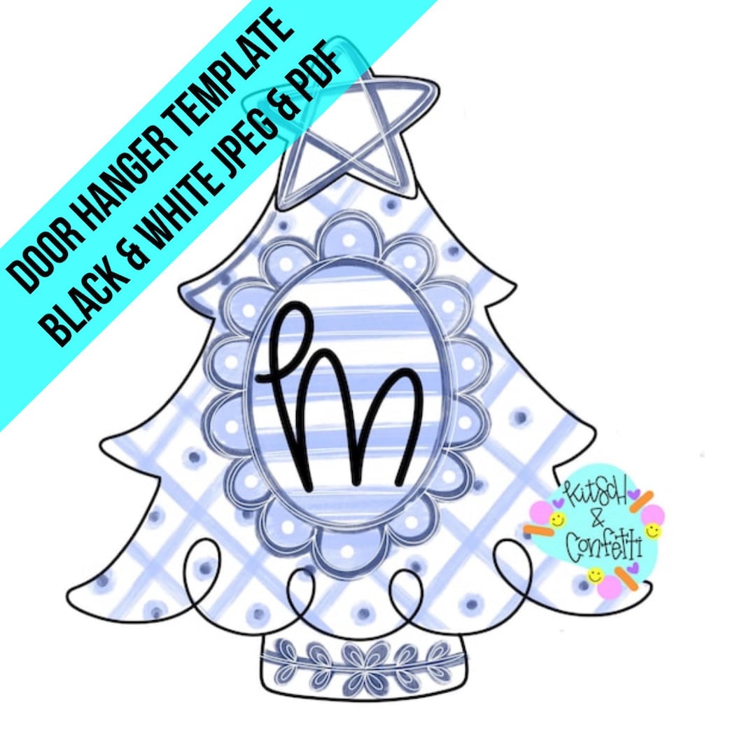 Template Christmas Tree Door Hanger Template Etsy