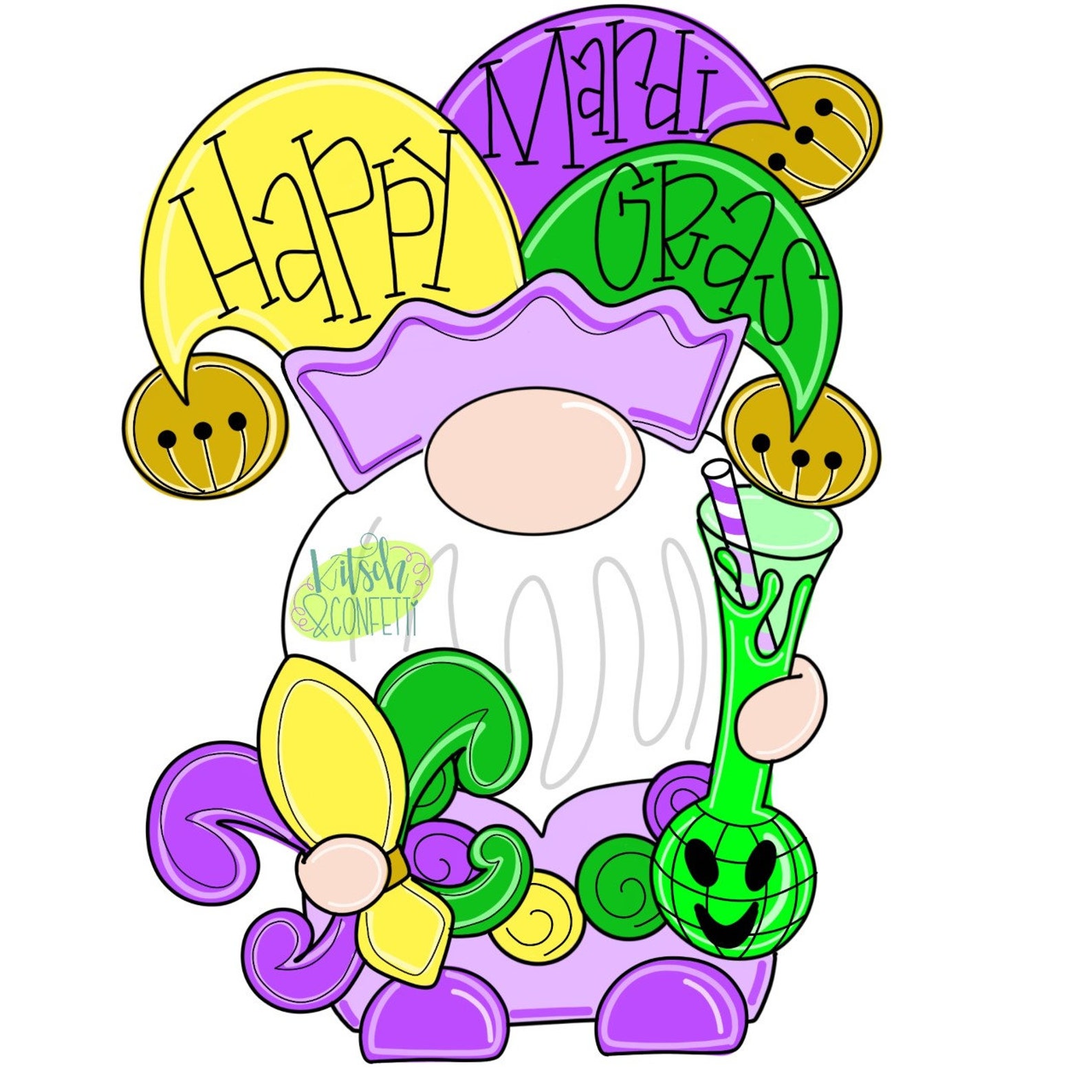 TEMPLATE: Mardi Gras Door Hanger Template Mardi Gras Gnome | Etsy