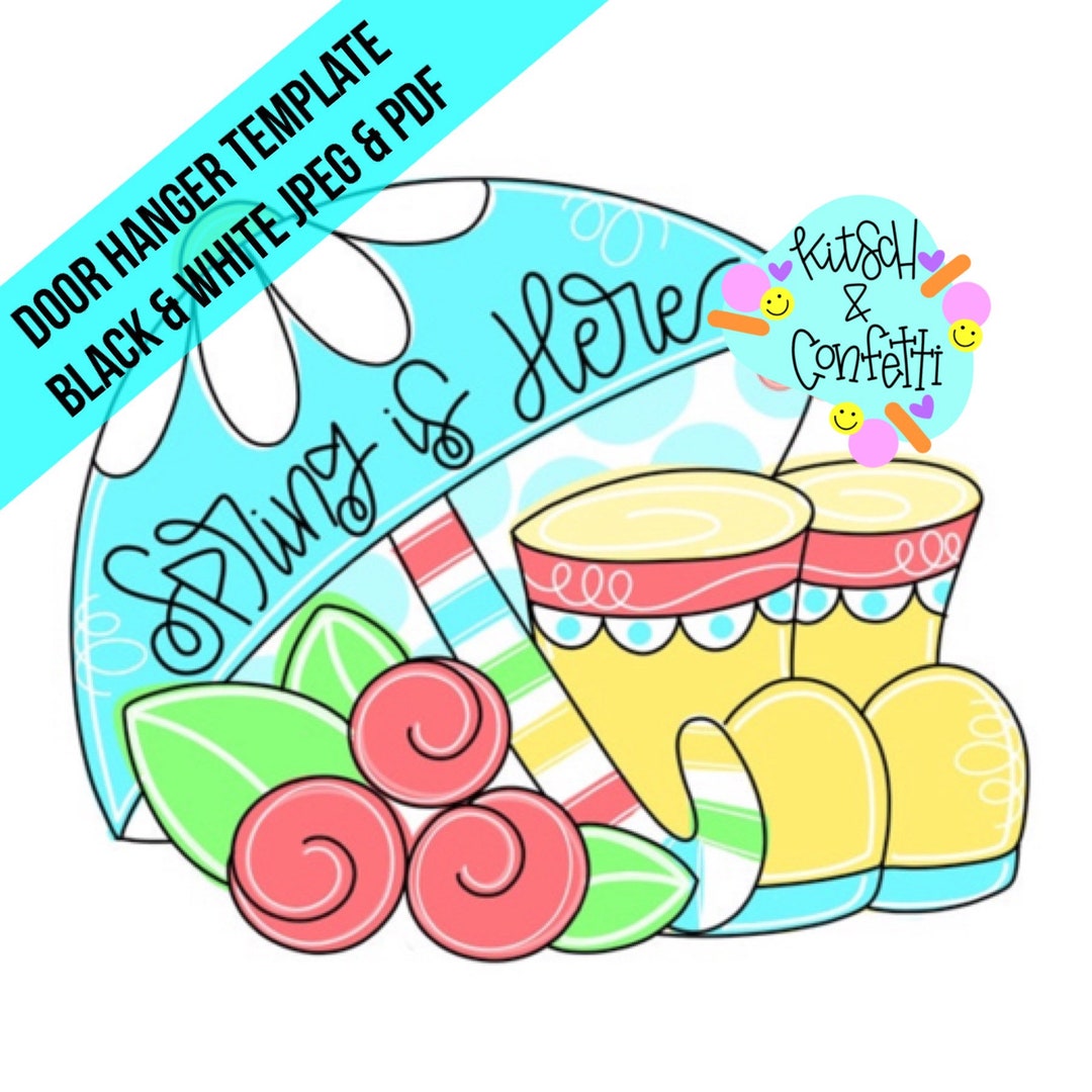 TEMPLATE: Spring Door Hanger Template, Umbrella Door Hanger Template ...