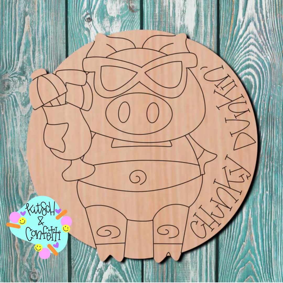 WOODEN BLANK CUTOUT: Chunky Dunkin Door Sign, Pool Pig Door Sign - Etsy