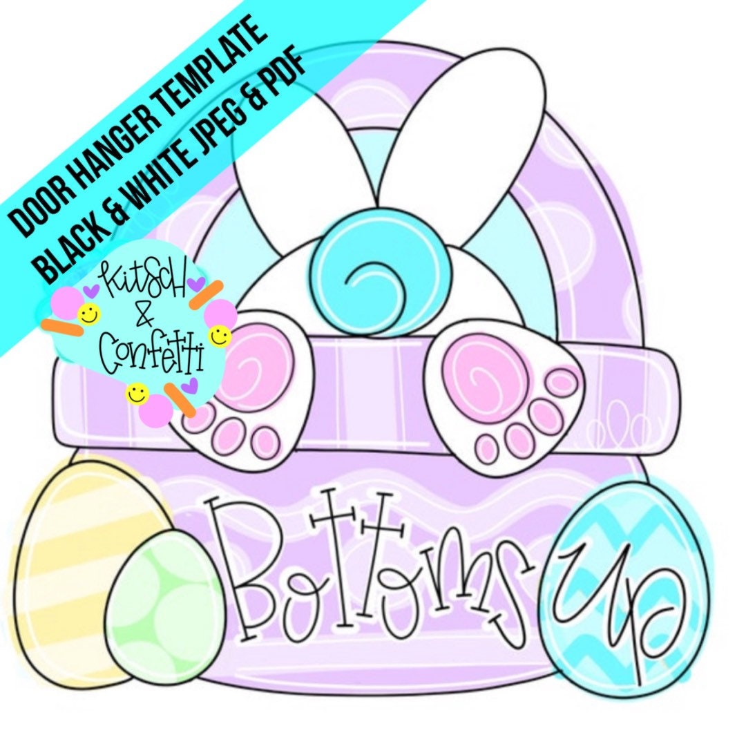 TEMPLATE: Easter Bunny Door Hanger Template, Easter Basket Door Hanger ...
