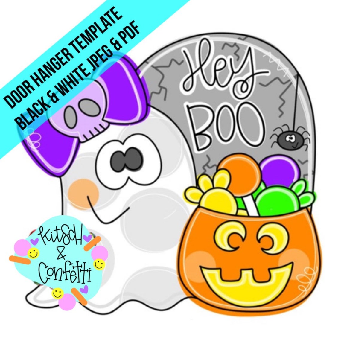TEMPLATE: Halloween Door Hanger Template Ghost Door Hanger - Etsy