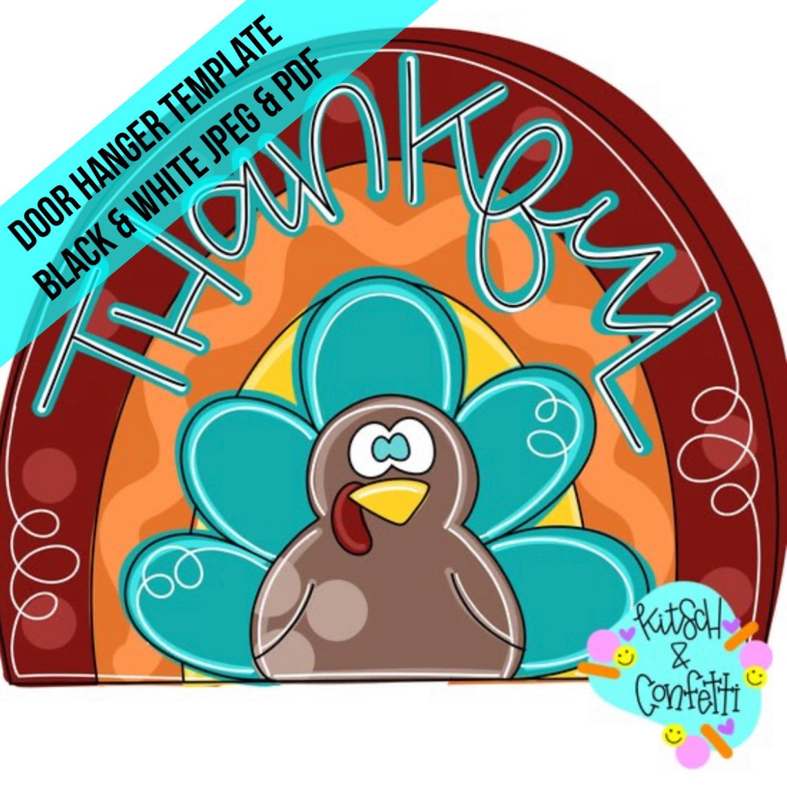 TEMPLATE: Turkey Door Hanger Template, Thanksgiving Door Hanger ...