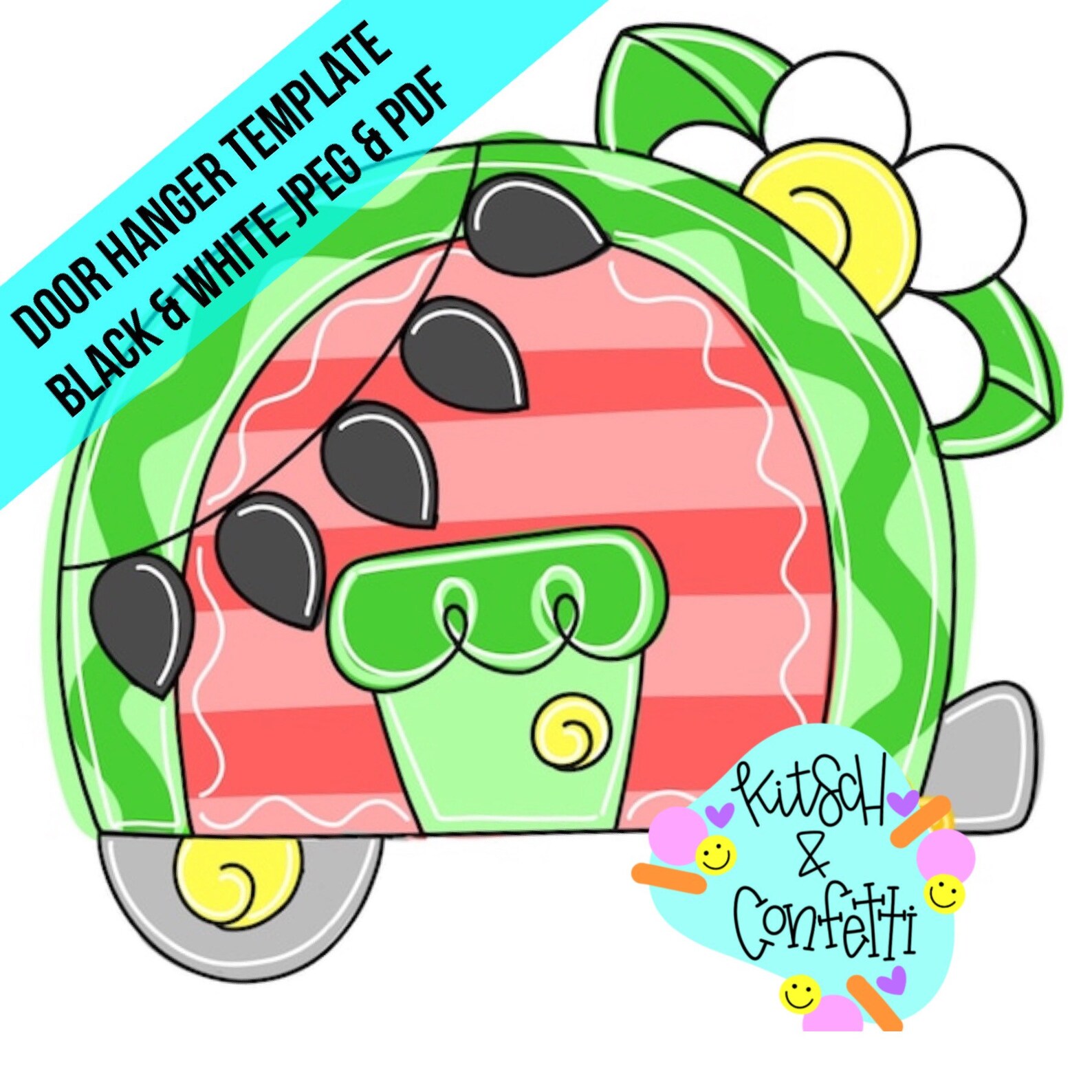 TEMPLATE: Watermelon Door Hanger Template Camper Door Hanger - Etsy