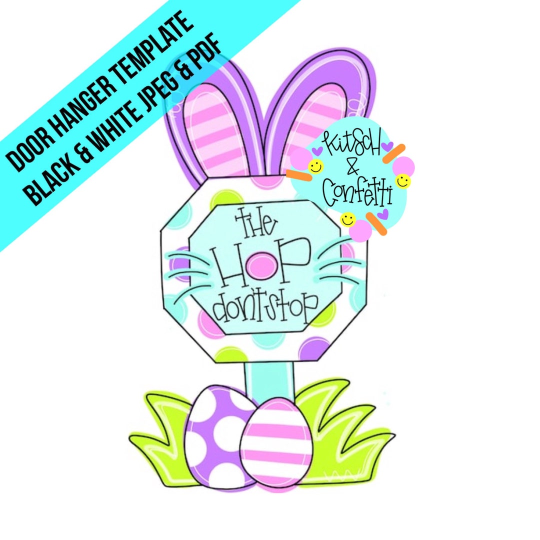TEMPLATE: Easter Bunny Door Hanger Template, Easter Egg Door Hanger ...