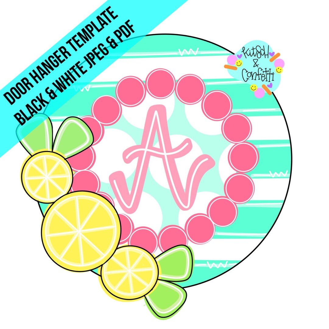 TEMPLATE: Lemon Door Hanger Template, Summer Door Hanger Template - Etsy