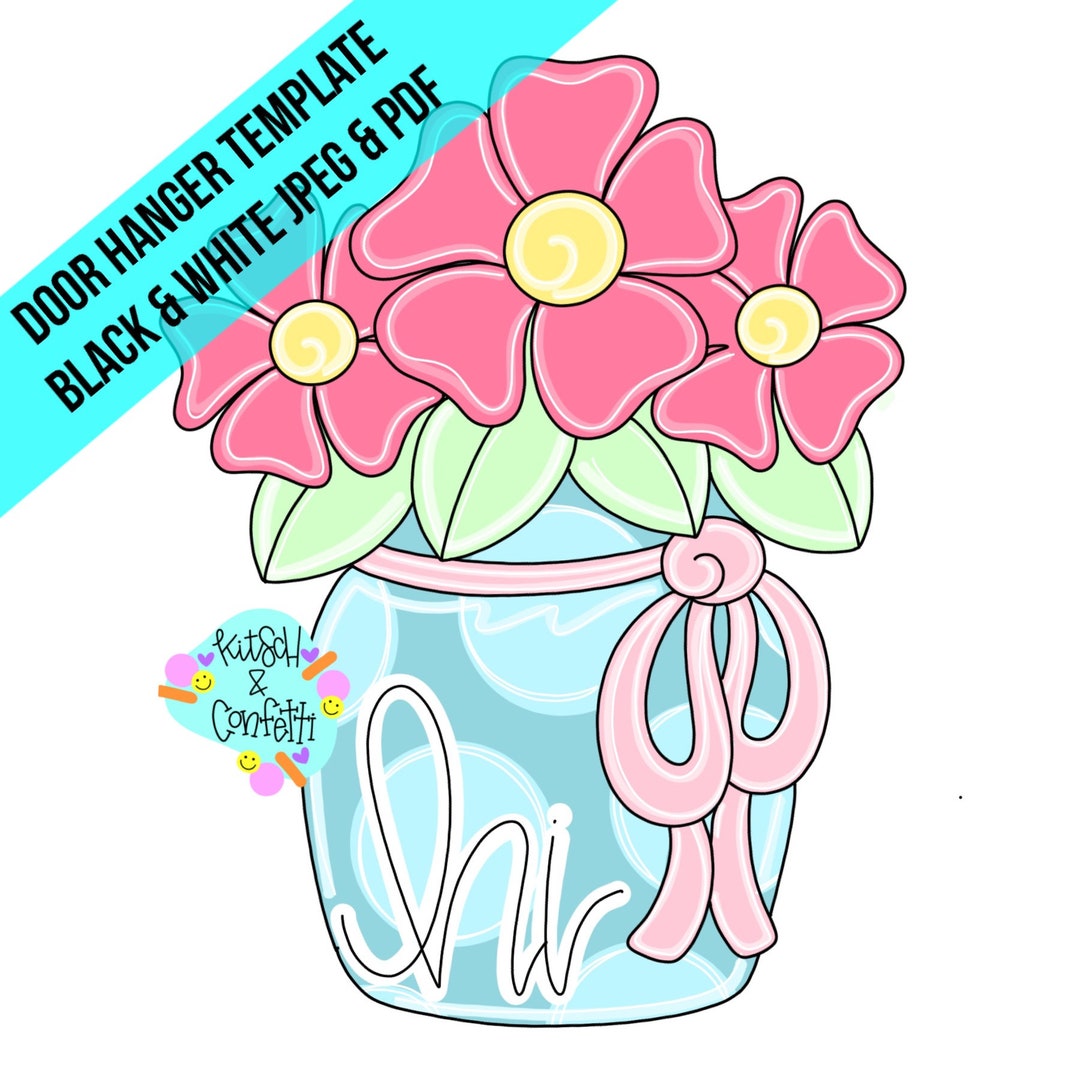 TEMPLATE: Spring Door Hanger Template, Flower Door Hanger Template ...