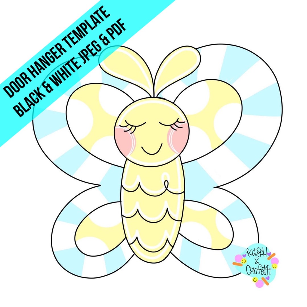 TEMPLATE: Spring Door Hanger Template, Butterfly Door Hanger Template ...