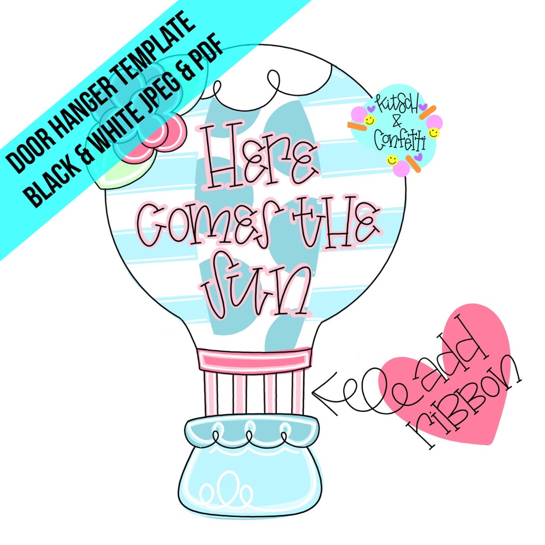 TEMPLATE: Hot Air Balloon Template, Spring Door Template - Etsy
