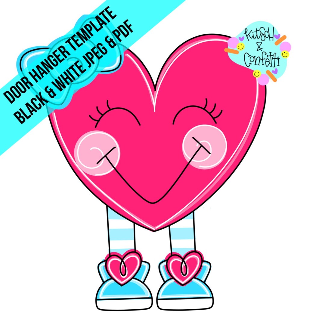 TEMPLATE: Ribbon Leg Heart Valentine's Day Door Hanger Template - Etsy