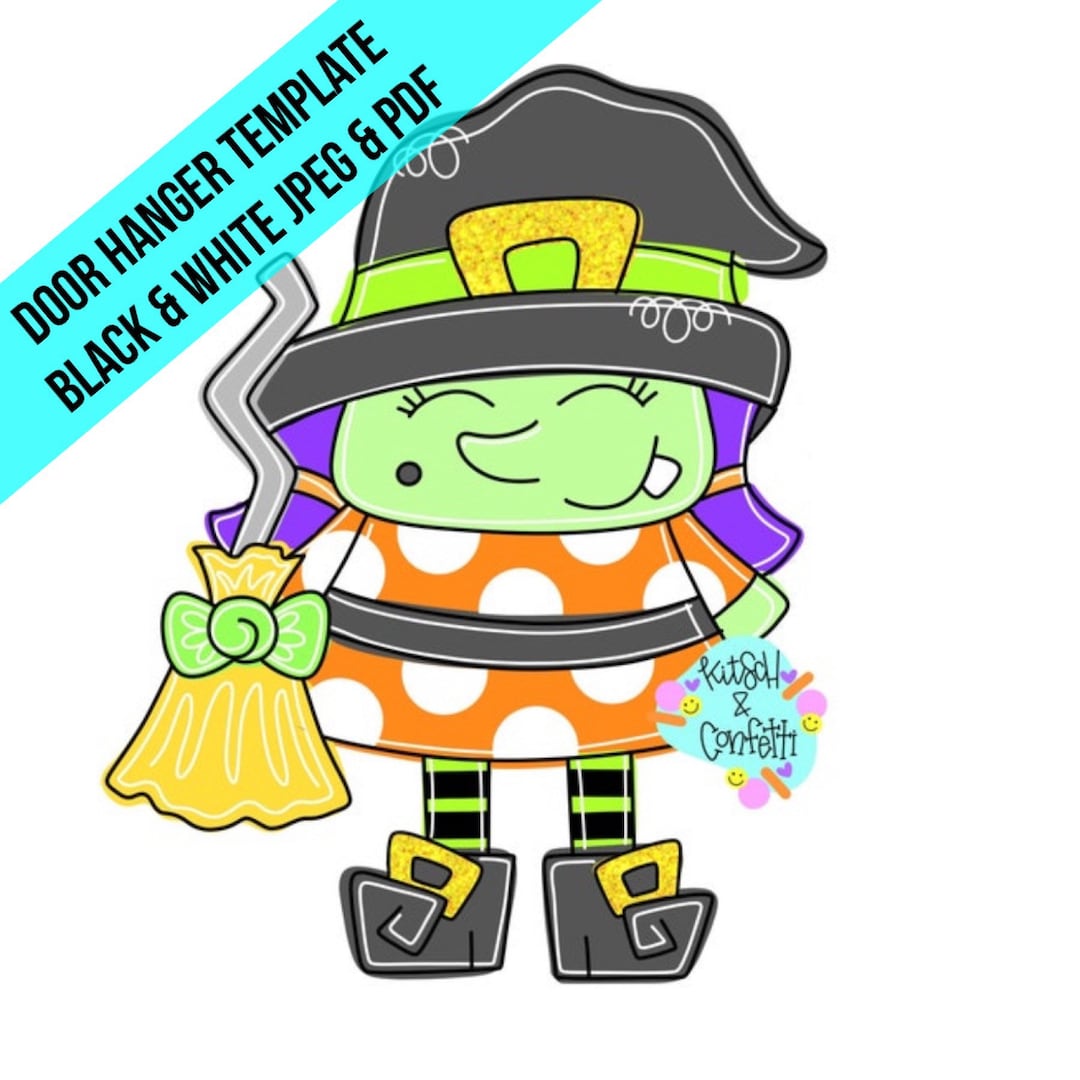 TEMPLATE: Halloween Door Hanger Template, Witch Door Hanger Template ...