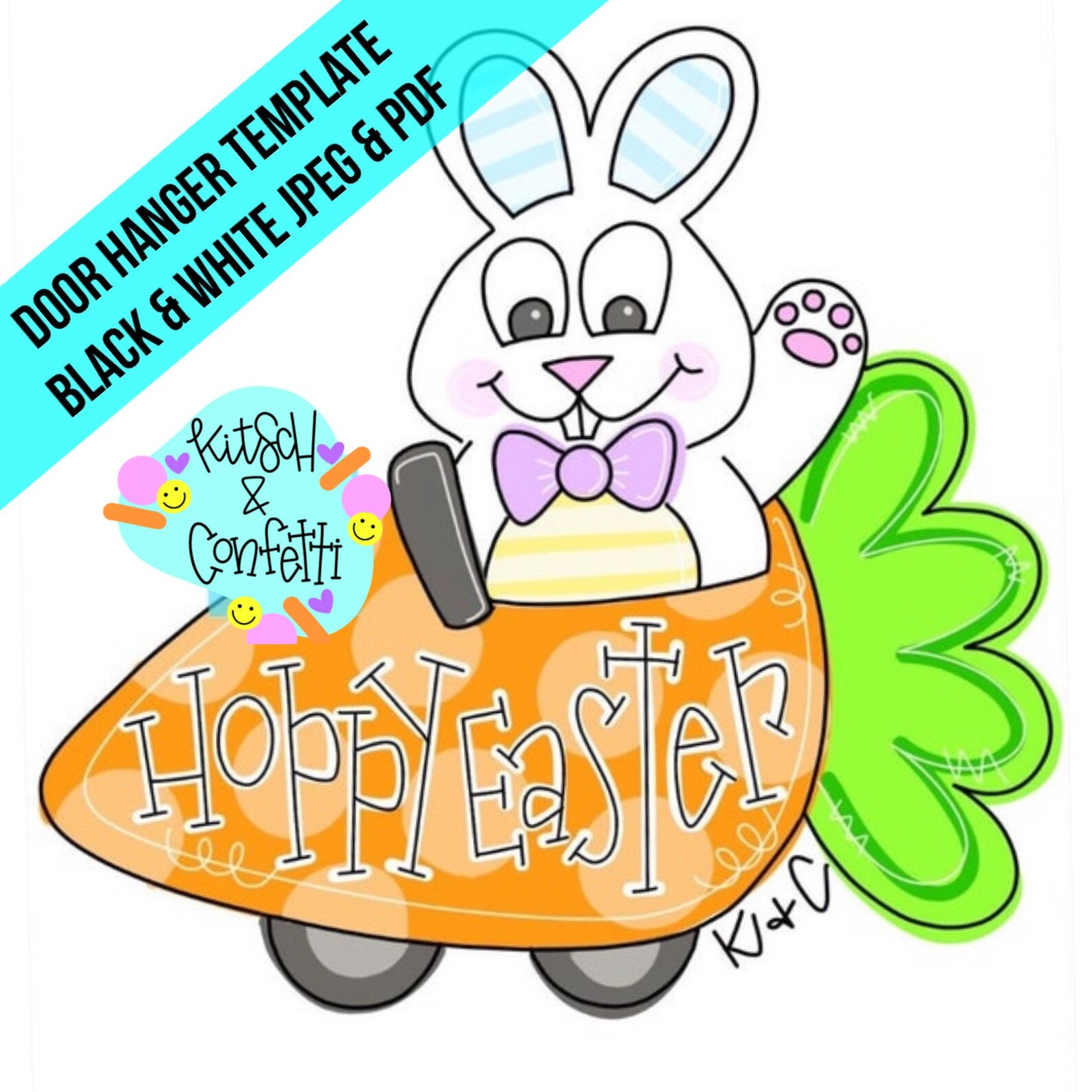 TEMPLATE: Easter Door Hanger Template Easter Bunny Door - Etsy