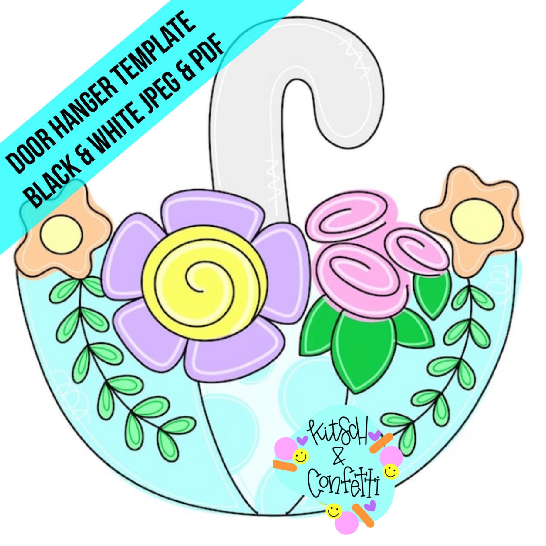 TEMPLATE: Spring Door Hanger Template, Flower Door Hanger Template ...