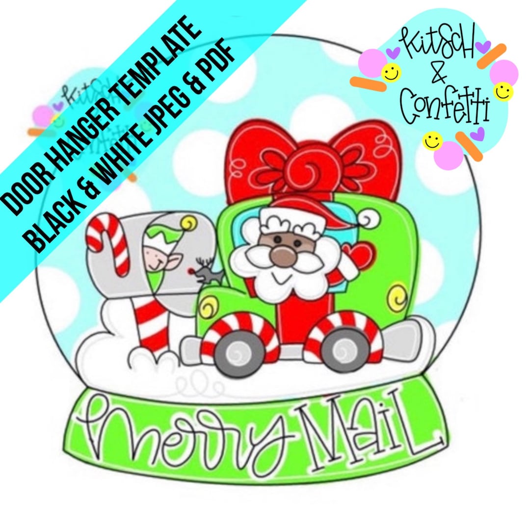 TEMPLATE: Christmas Door Hanger Template, Santa Door Hanger Template ...