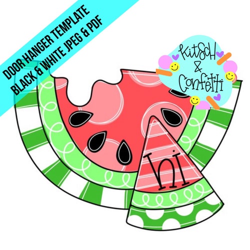 Template Watermelon Door Hanger Template Spring Door Hanger Etsy