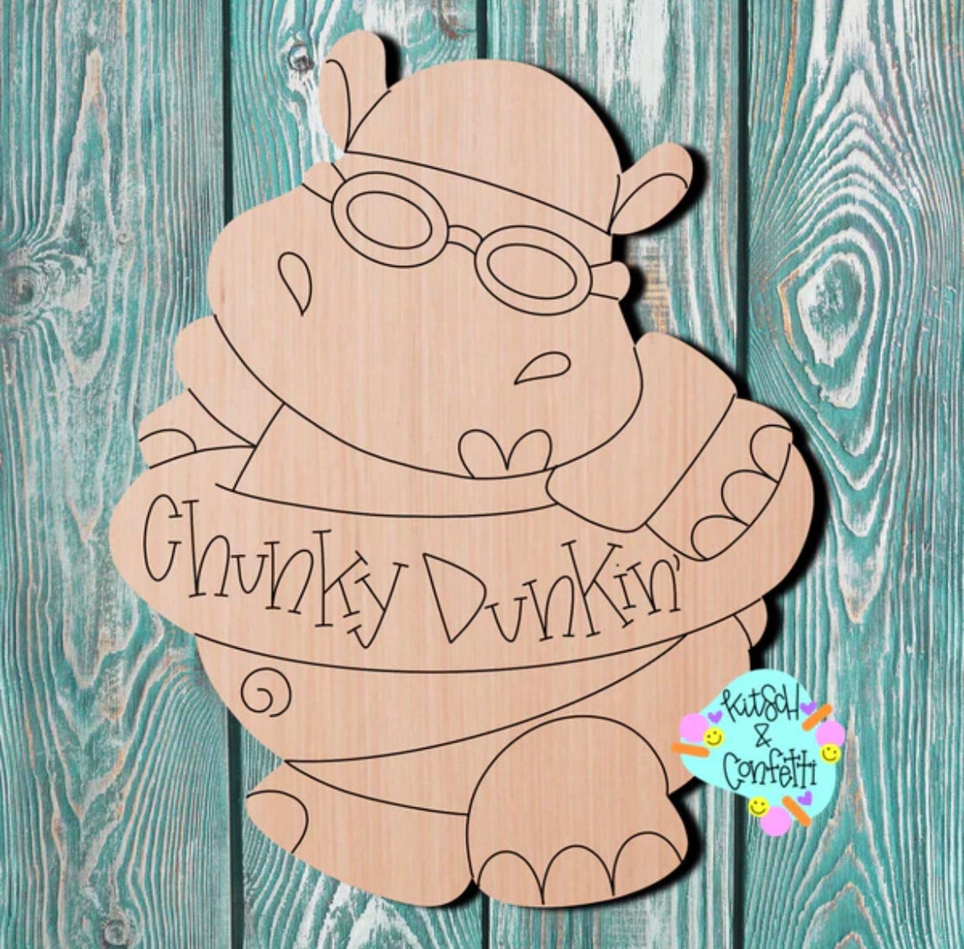 WOODEN BLANK CUTOUT: Chunky Dunkin Hippo - Etsy