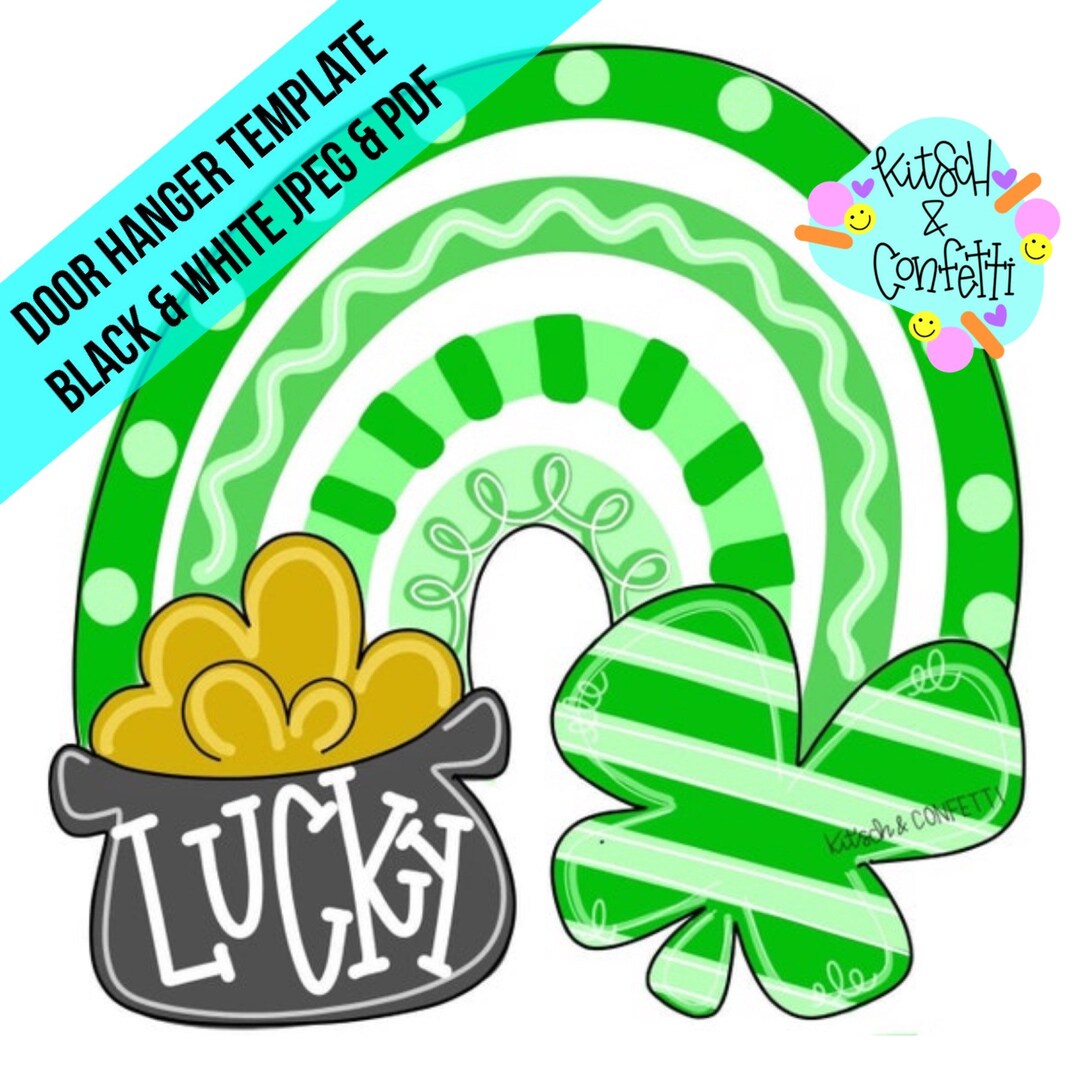 TEMPLATE: St Patricks Day Door Hanger Template, St Patricks Day Pot of ...