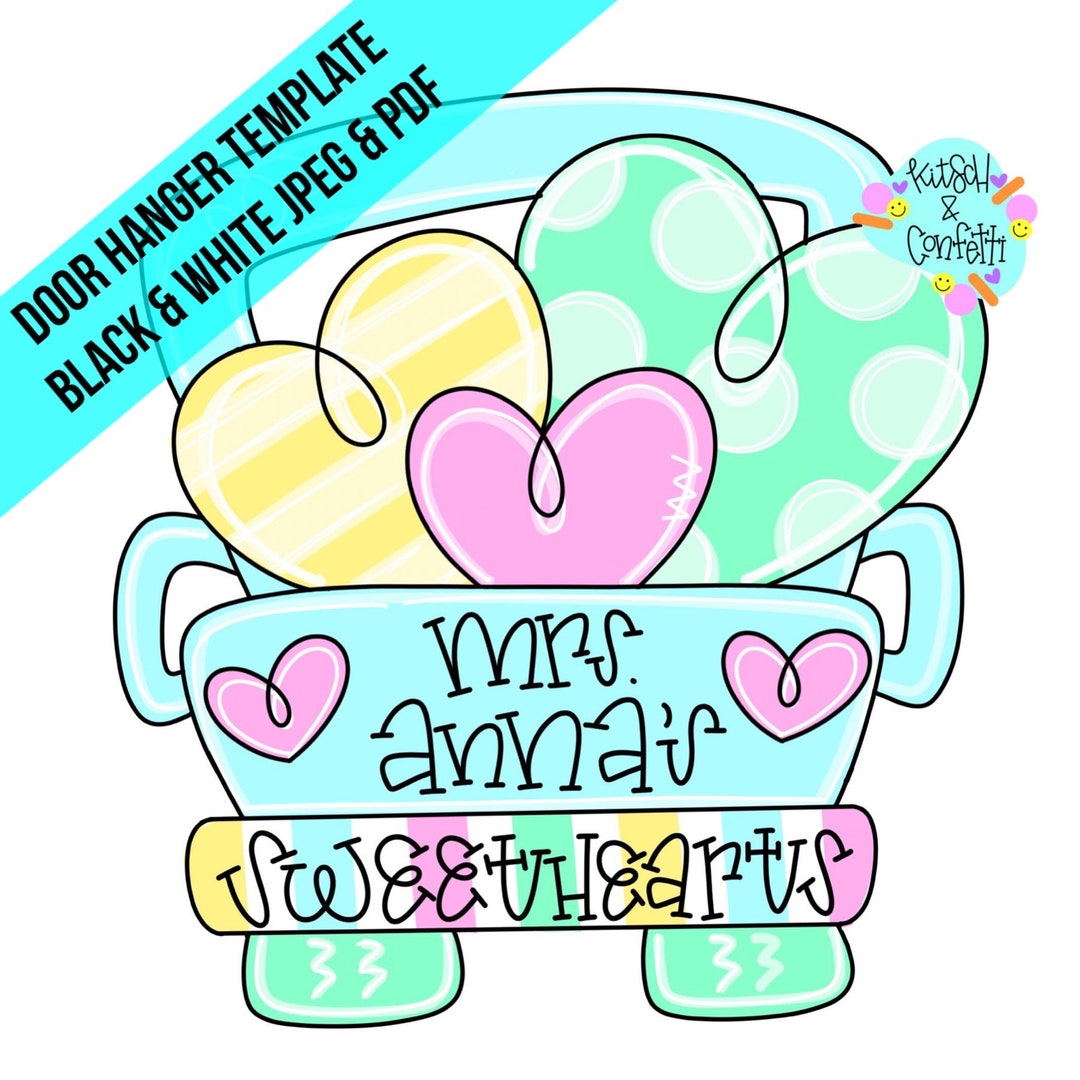 TEMPLATE: Valentines Door Hanger Template, Vday Door Hanger Template ...