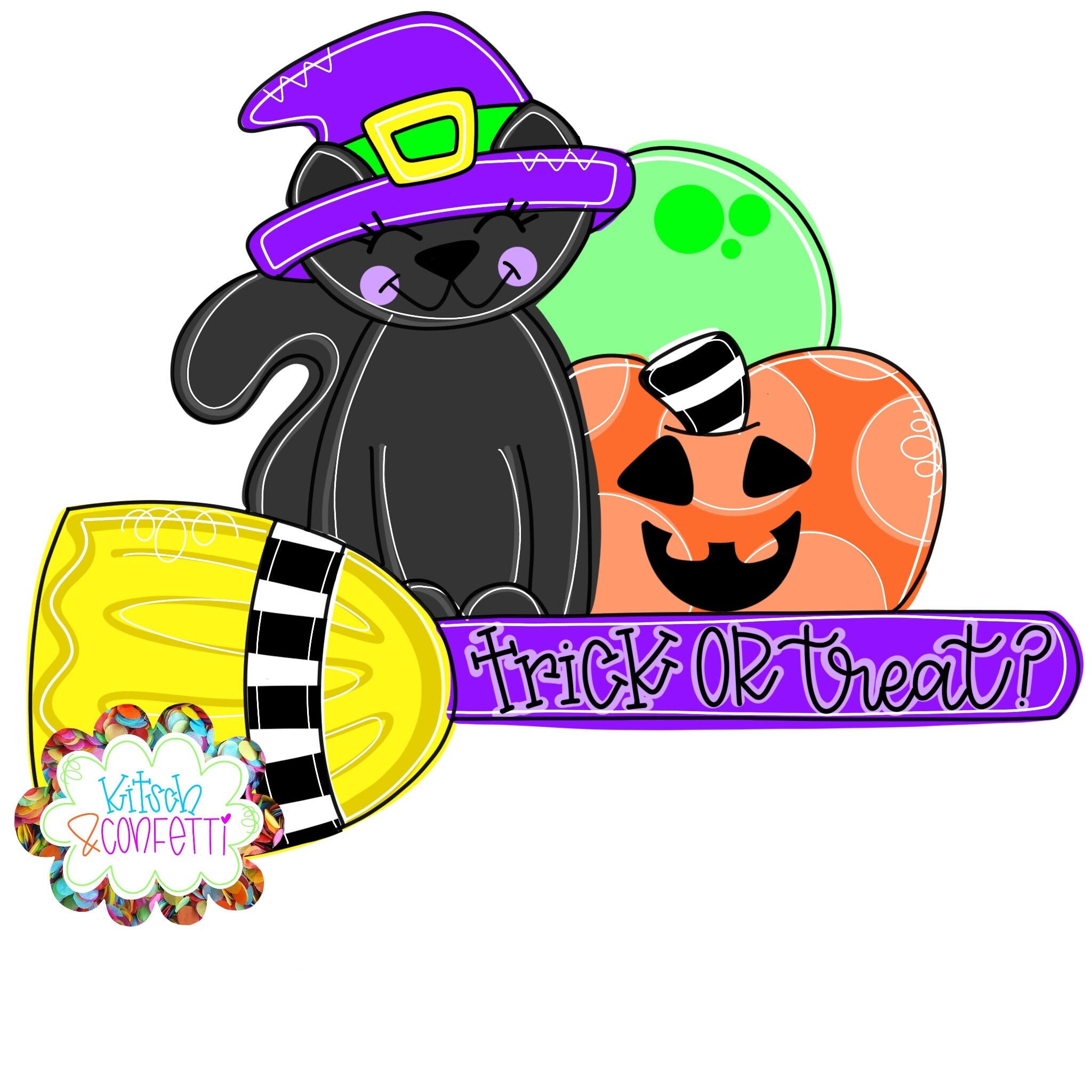 TEMPLATE: Halloween Door Hanger Template Trick or Treat Door - Etsy