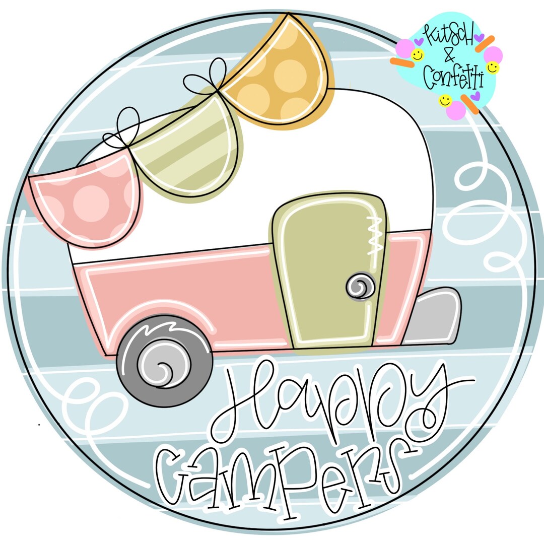 TEMPLATE: Happy Campers Door Hanger Template Camper Door - Etsy