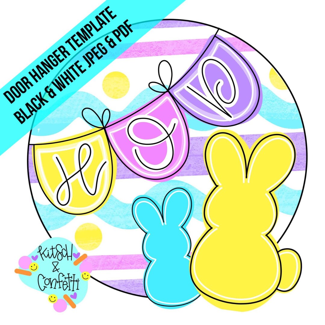 TEMPLATE: Easter Egg Door Hanger Template, Easter Bunny Door Hanger ...