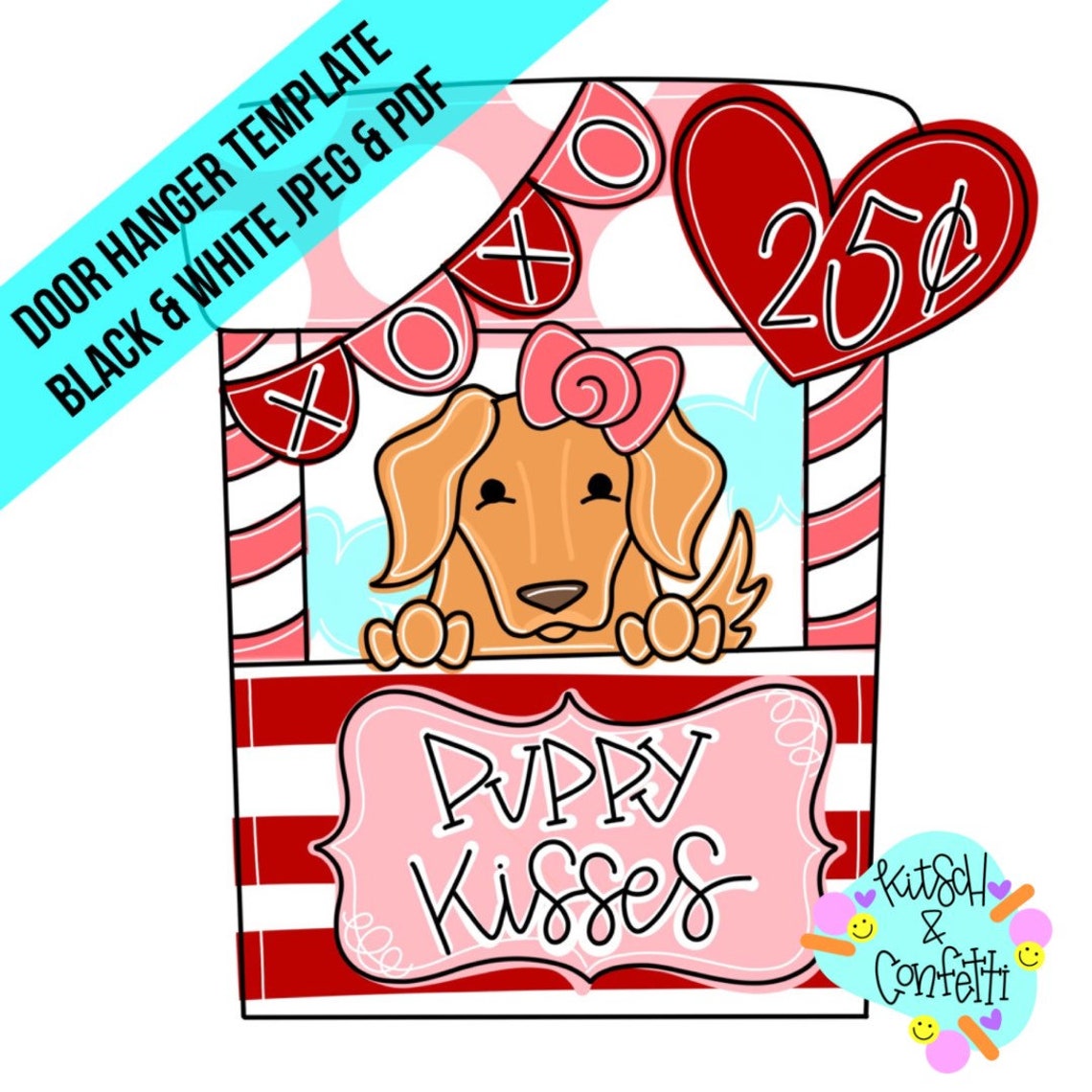 TEMPLATE: Valentines Door Hanger Template Valentines Dog Door - Etsy