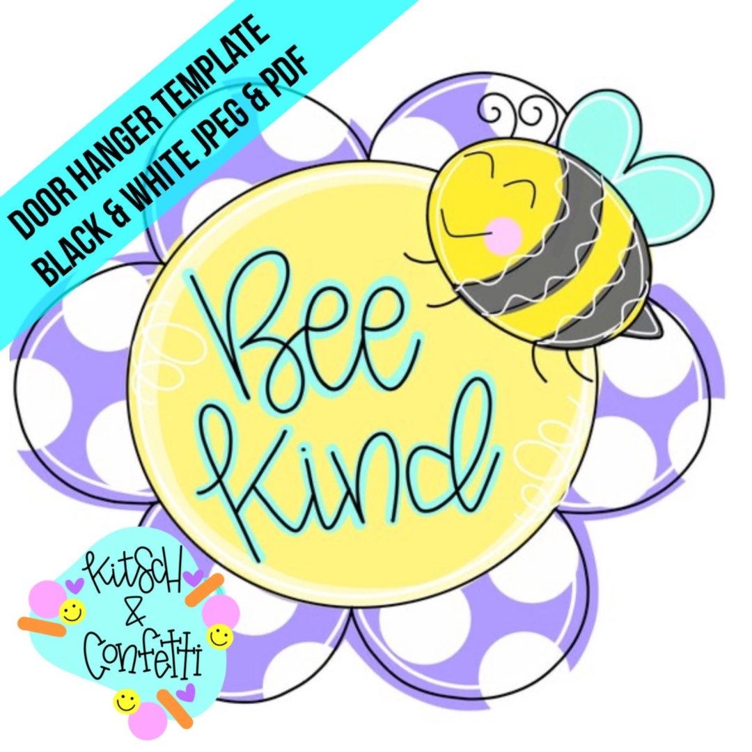 TEMPLATE: Bee Door Hanger Template, Flower Door Hanger Template, Spring ...