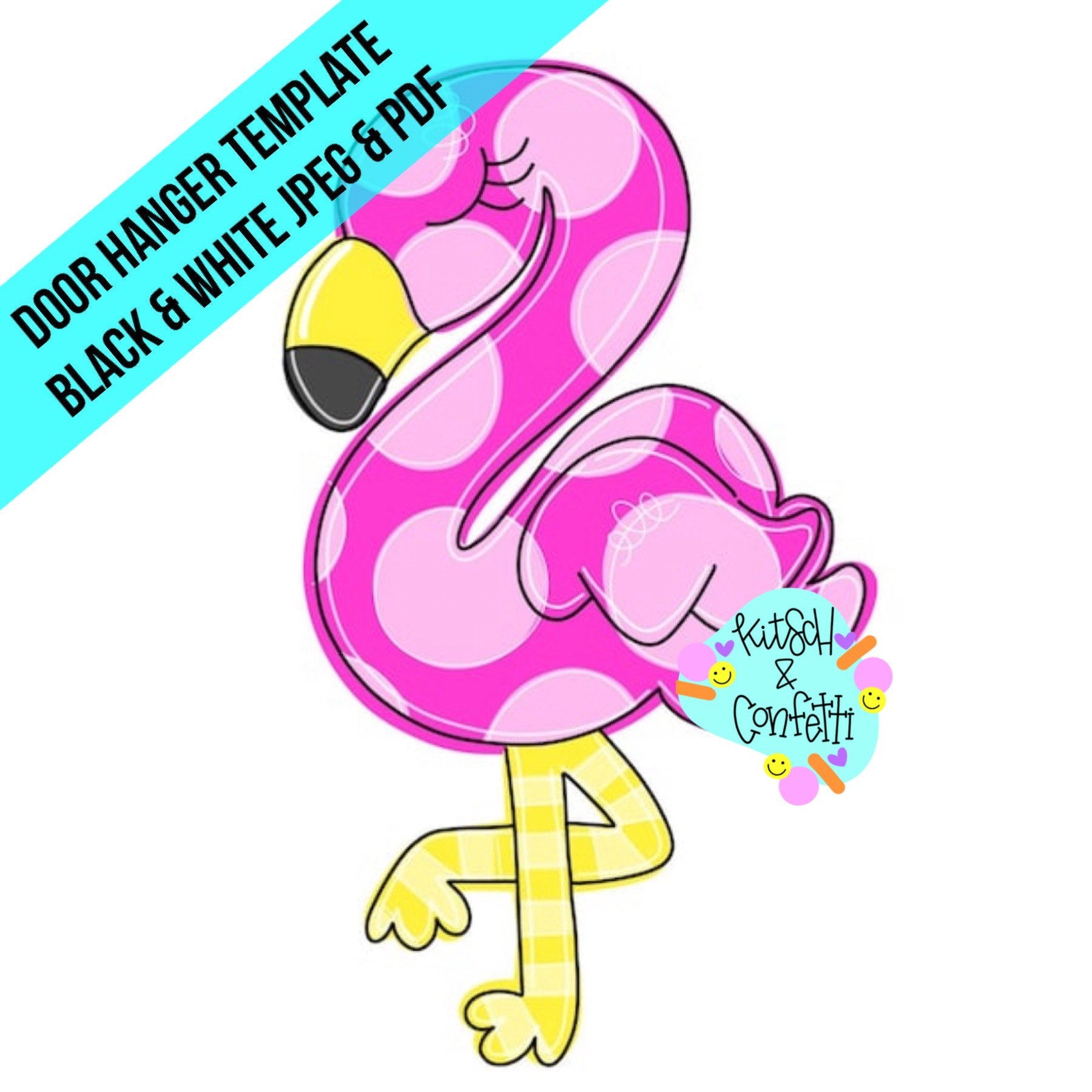 TEMPLATE: Summer Door Hanger Template Flamingo Door Hanger - Etsy