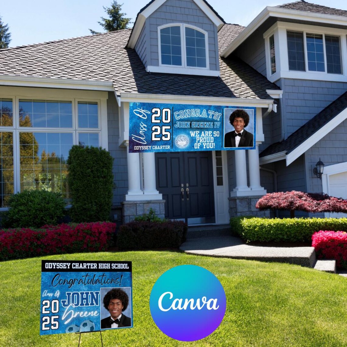 Graduation Banner/yard Sign FULLY EDITABLE Canva Template - Etsy