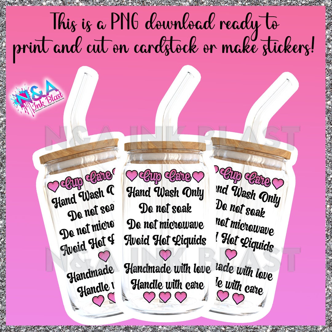 Libbey Glass Can Care Instructions Template For Libbey Cup Wraps Glass Can Png File Etsy