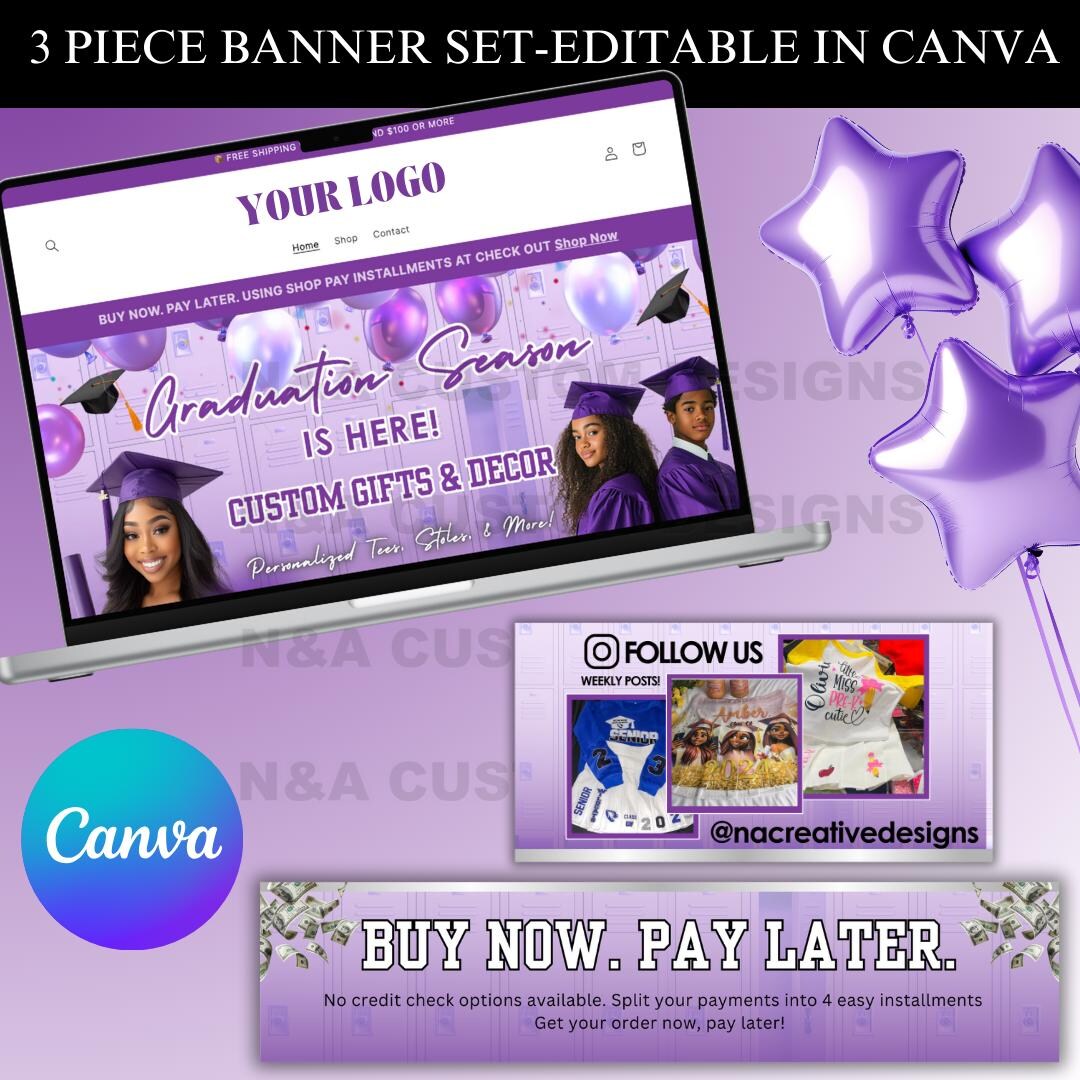Website Graduation Banner Templates, DIY Shopify Banners for Crafters ...