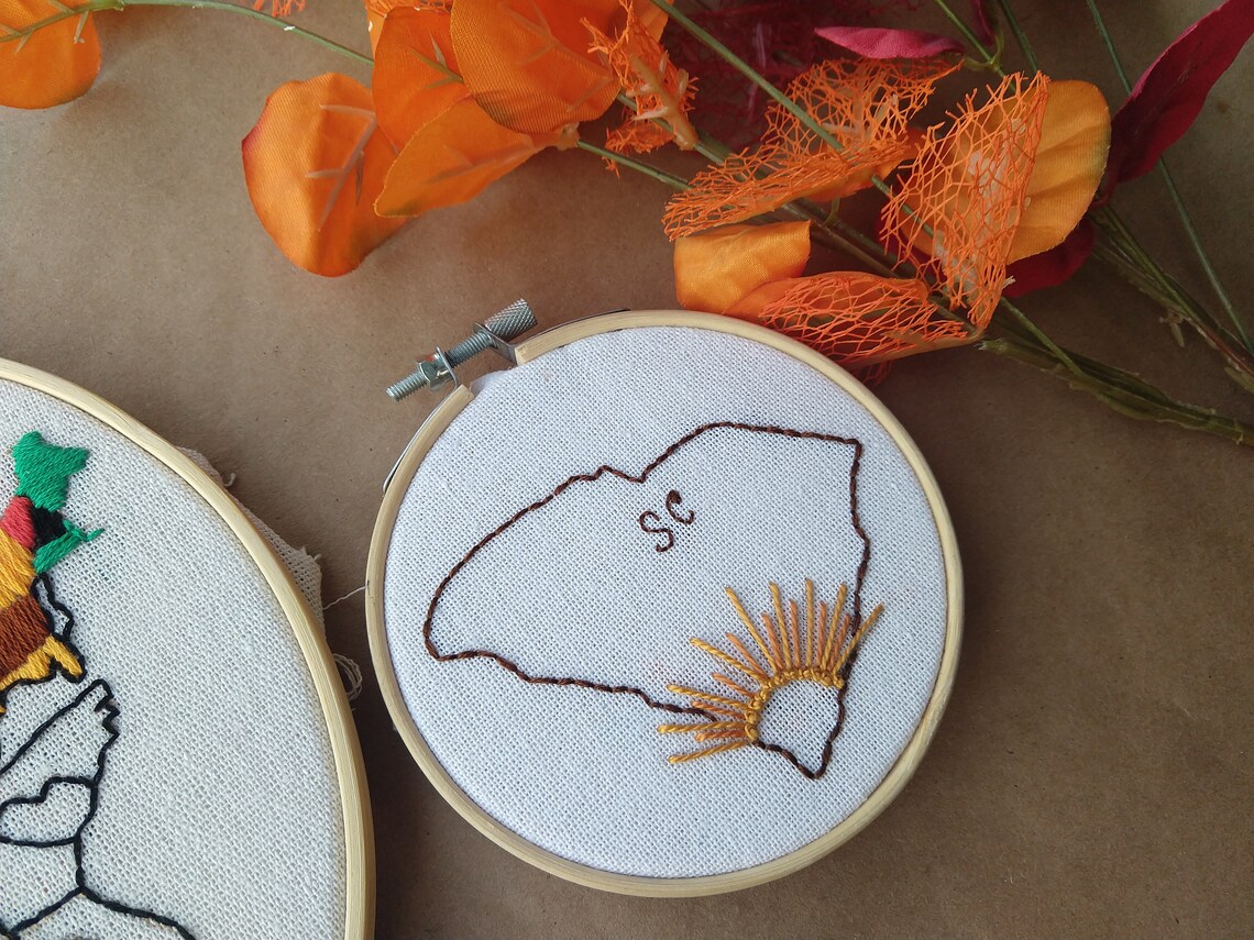 8hand Embroidery USA Map Hoop Art Modern Hand | Etsy