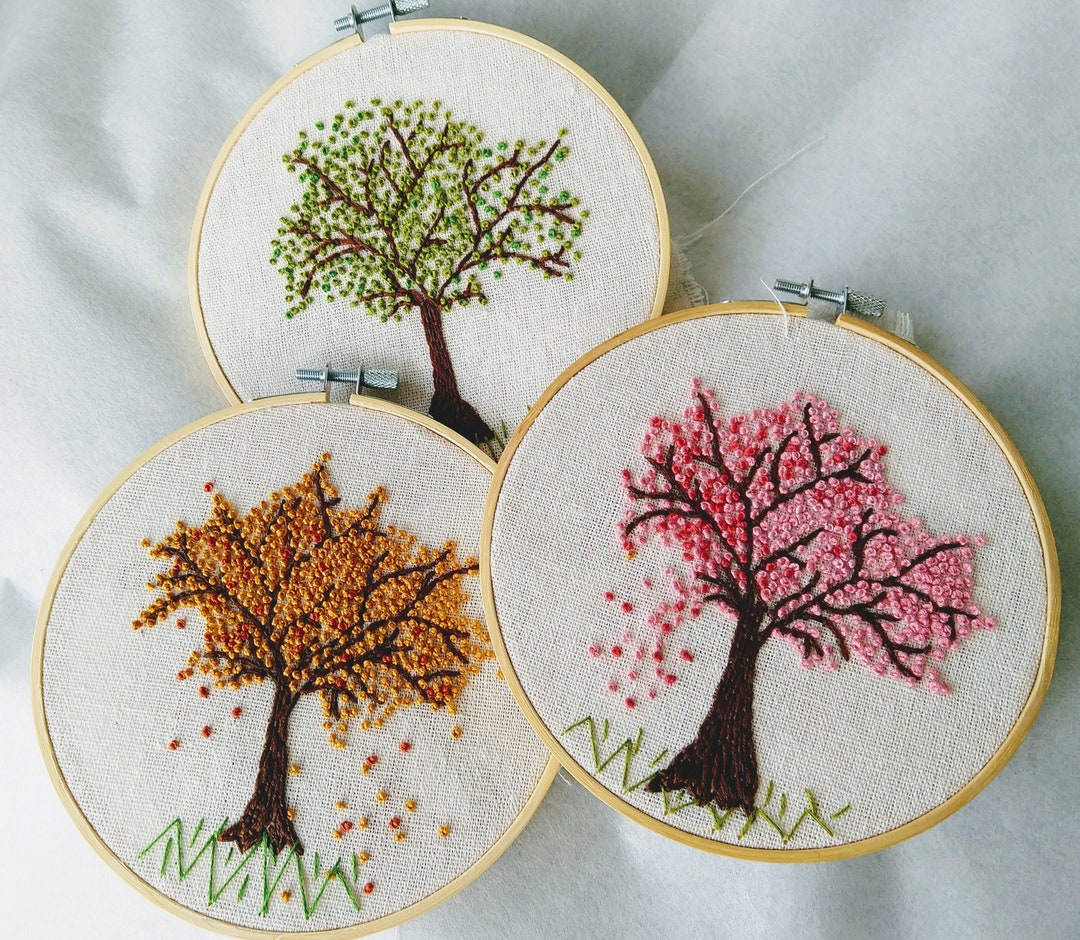 4 Seasons Tree Wall Decor,embroidery Hoop Art Tree,wall Art,wall Decor ...