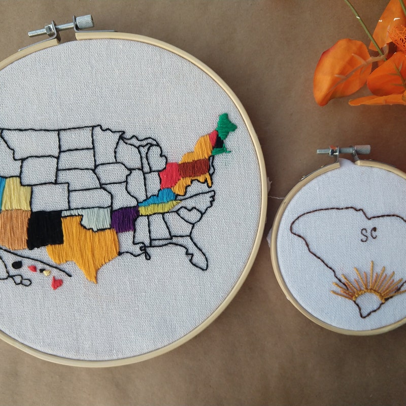 Embroidered Map - Etsy