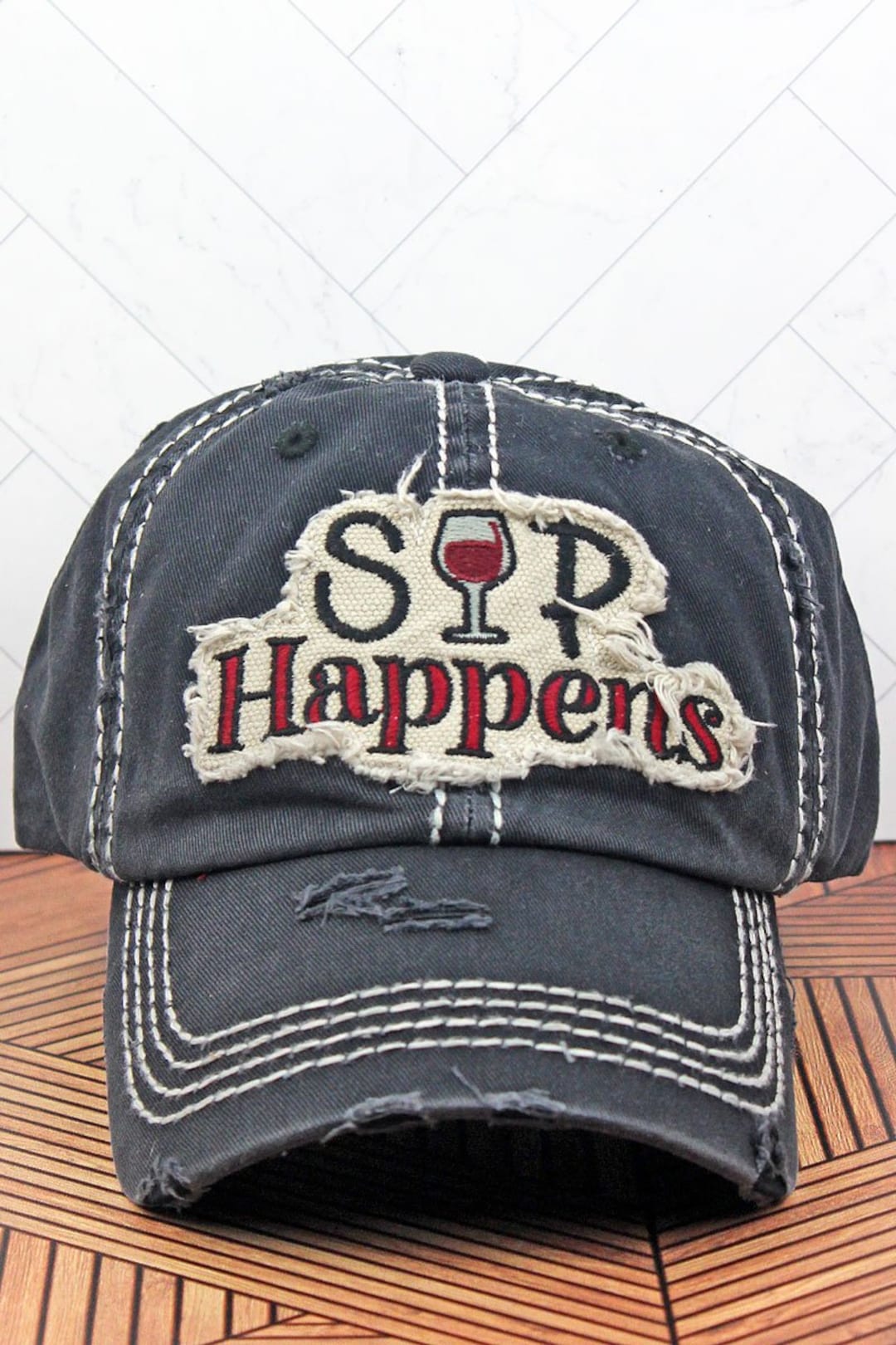 Wine Hat Sip Happens Hat Wine Lover Hat - Etsy