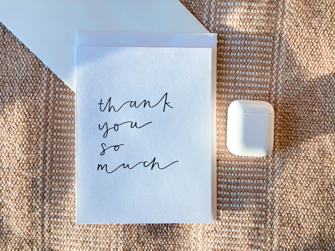Thank You so Much Cursive Card Blank Thank You Card Thank You - Etsy