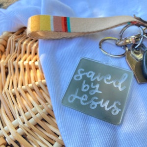 Saved by Jesus Acrylic Keychain | Christian Keychain | Jesus Car ...