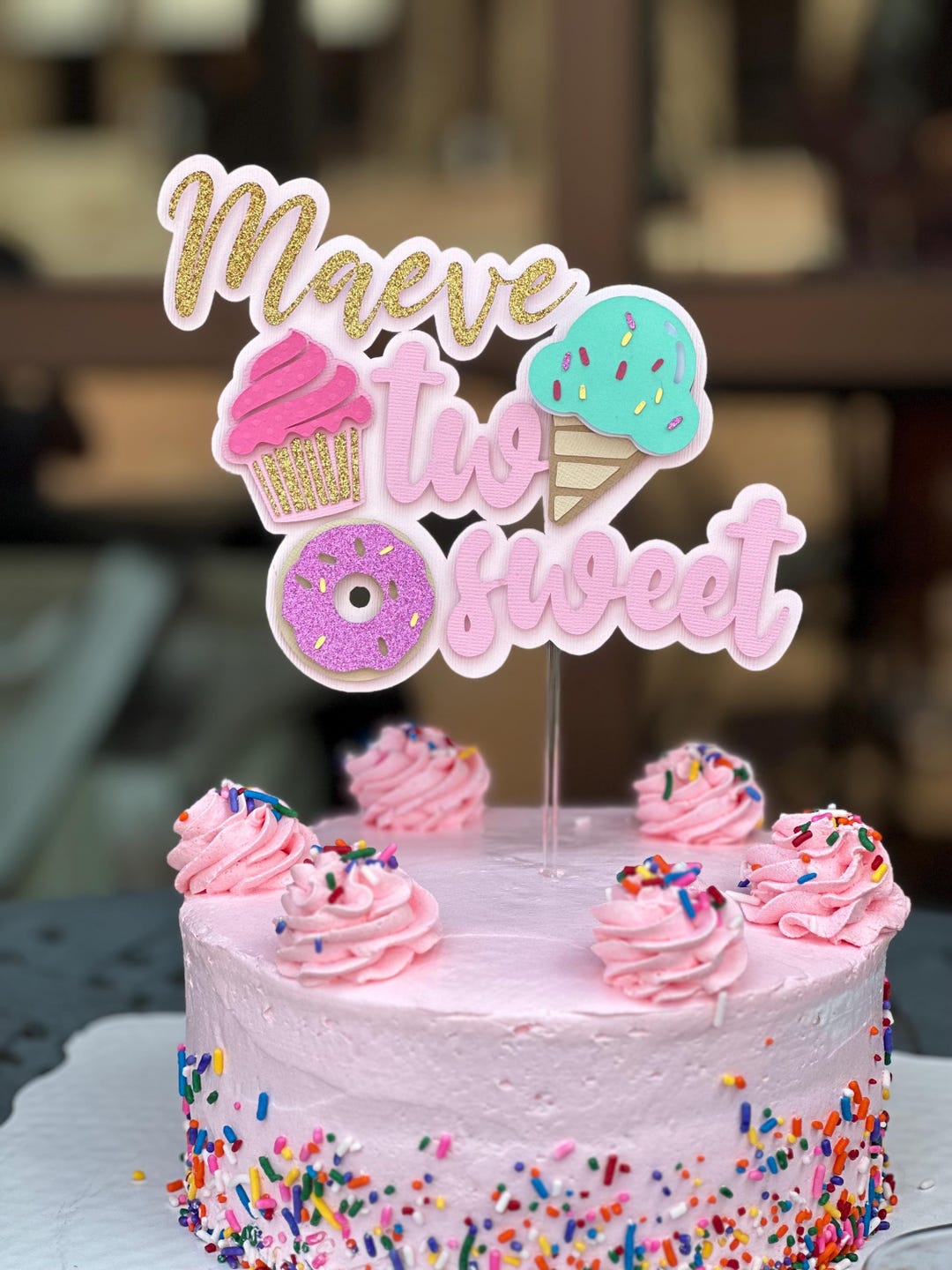 Two Sweet Cake Topper, 2 Birthday, Custom Cake Topper, Birthday, 2 ...