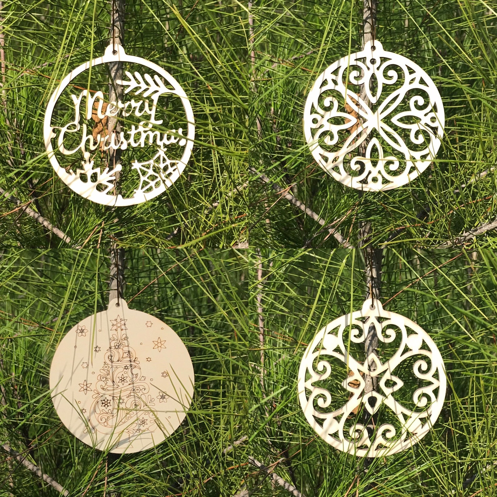 Christmas Tree Ornament Set, Laser-cut Ornament Set, Christmas Tree ...
